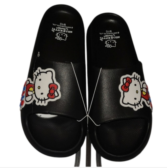 Shoes | Hello Kitty Black Slides Size 91 | Poshmark